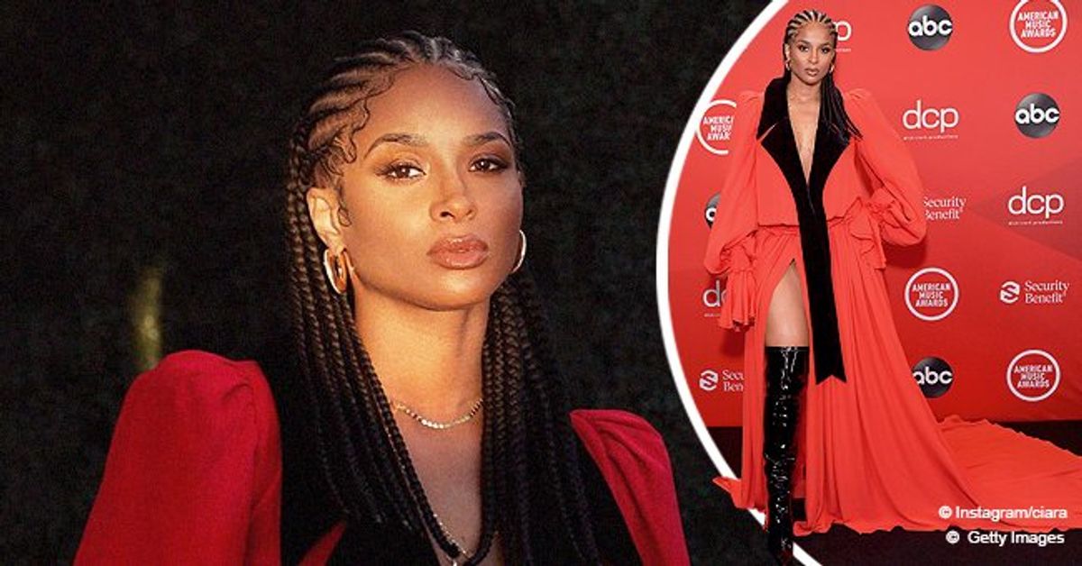 Ciara Shows off Her Fit Figure at the 2020 AMAs in a Plunging Red Gown ...