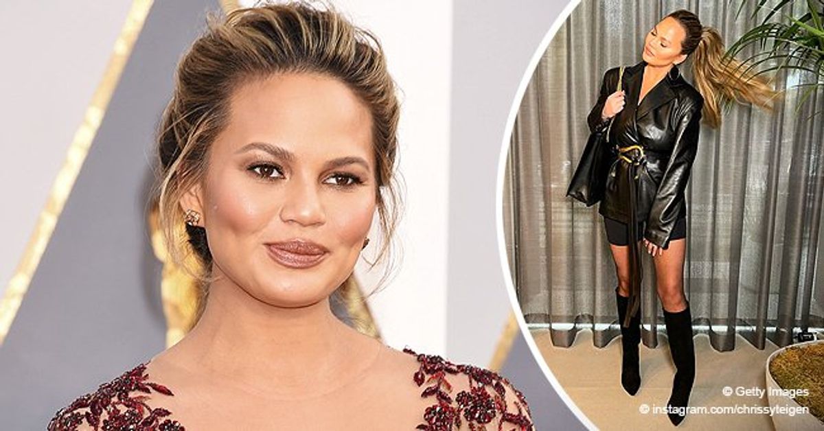 Chrissy Teigen Sports Black Shorts with Matching Jacket & a Stylish ...