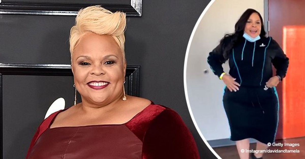 Tamela Mann Flaunts Slimmer Curves Modeling a Matching Jacket & Skirt ...