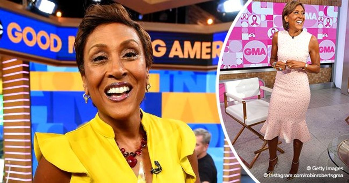 GMA's Robin Roberts Looks Classy in a Beaded Pink Dress and Gold Heels ...