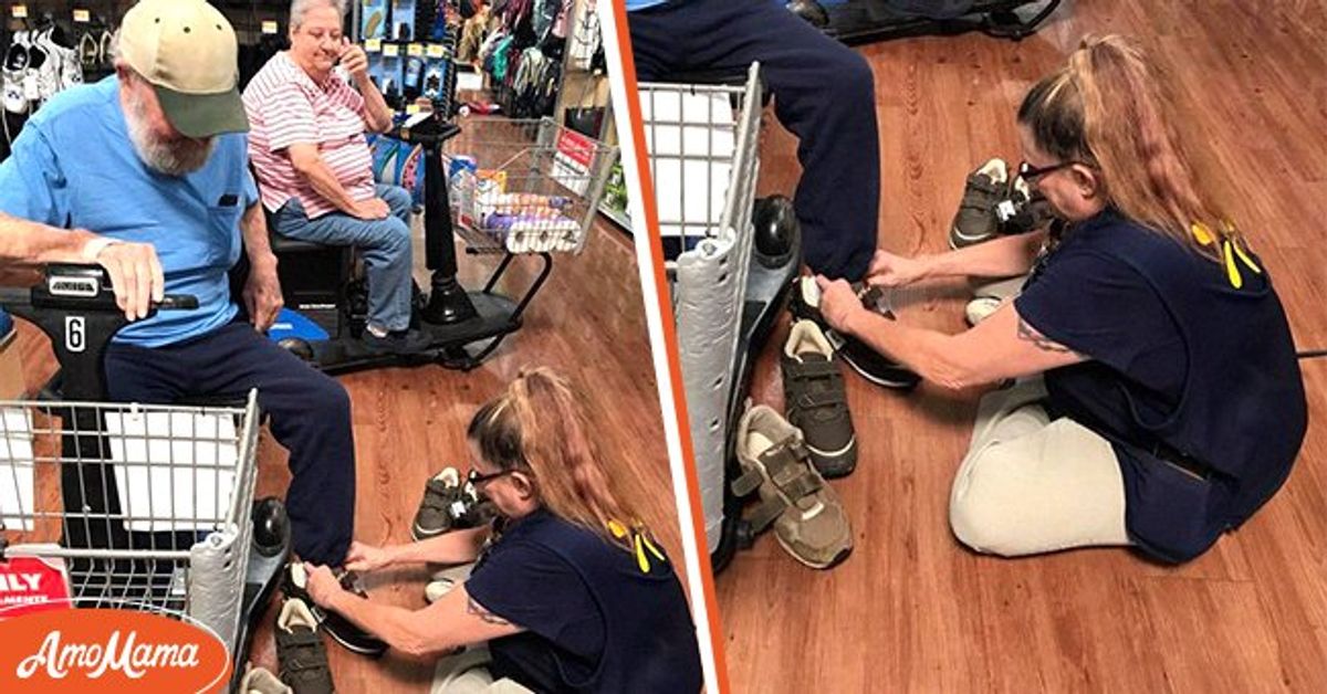 Walmart Employee Delays Her Work to Help an Old Man Try on New Shoes