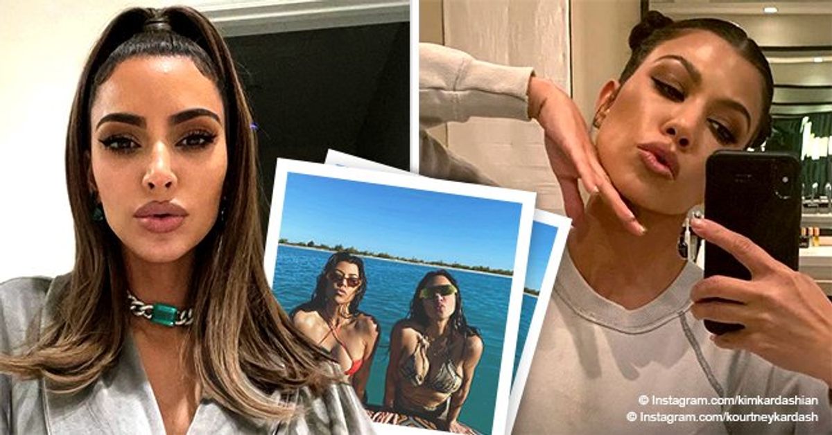 Kourtney And Kim Kardashian Show Their Curves In Trendy Bikinis During