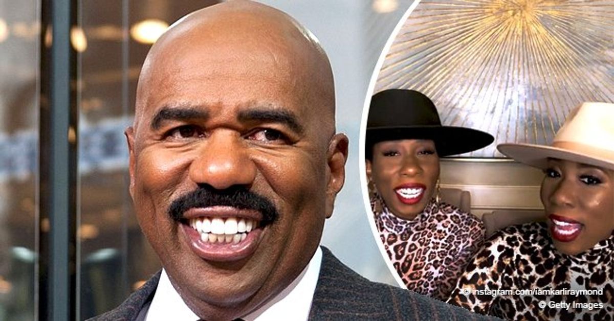 Steve Harvey's Twin Daughters Brandi & Karli Stun in Matching Leopard ...