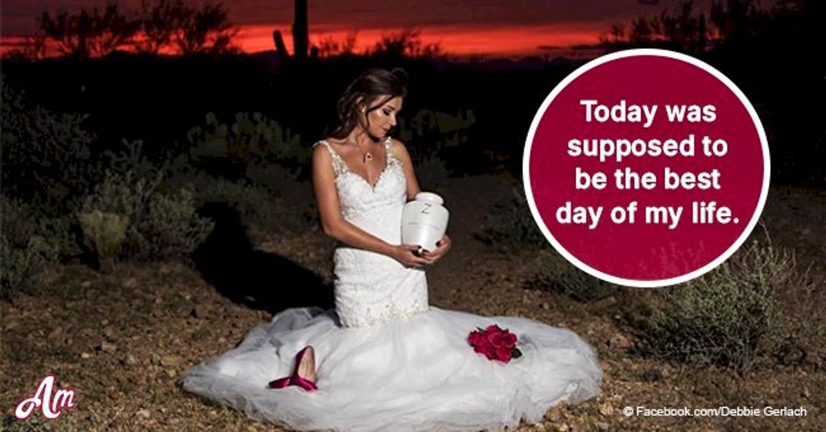 Woman shares 'wedding photos' of her dead groom and his ashes on their ...