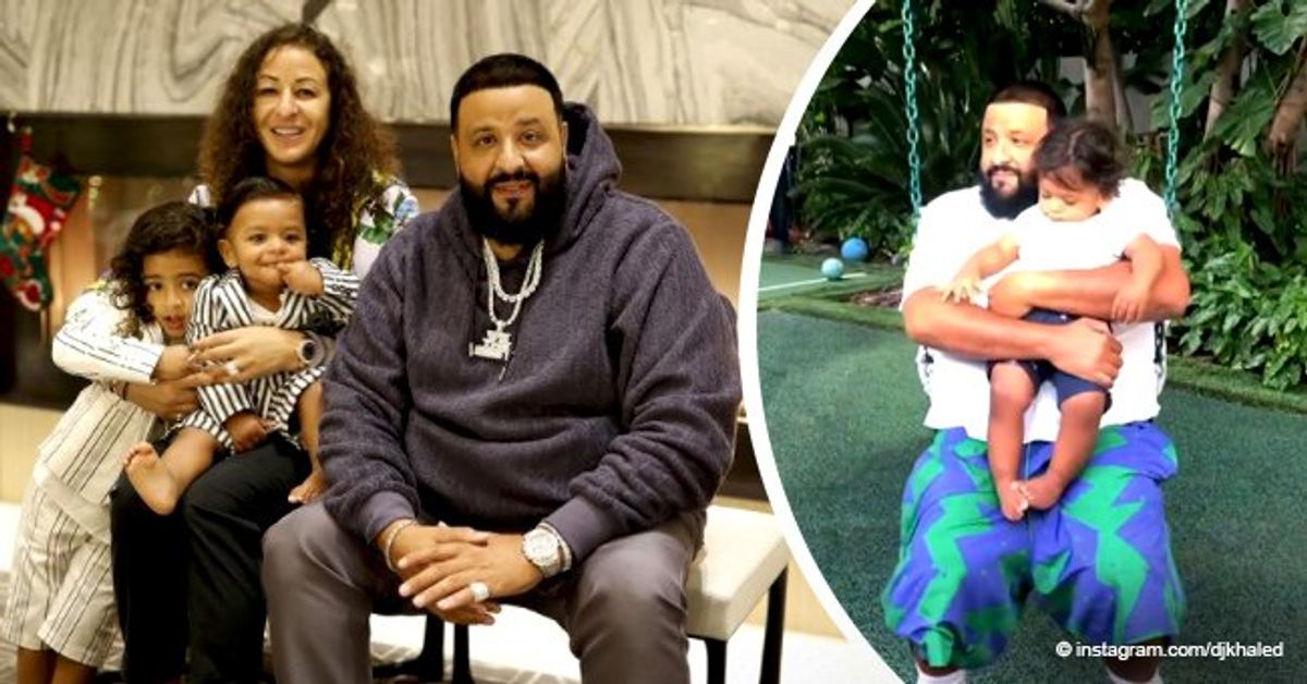 DJ Khaled Sits on a Swing in Matching Outfits with Youngest Son Aalam ...