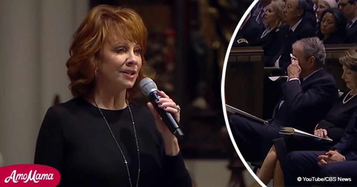 George W. Bush reduced to tears as Reba McEntire sings at his father's ...