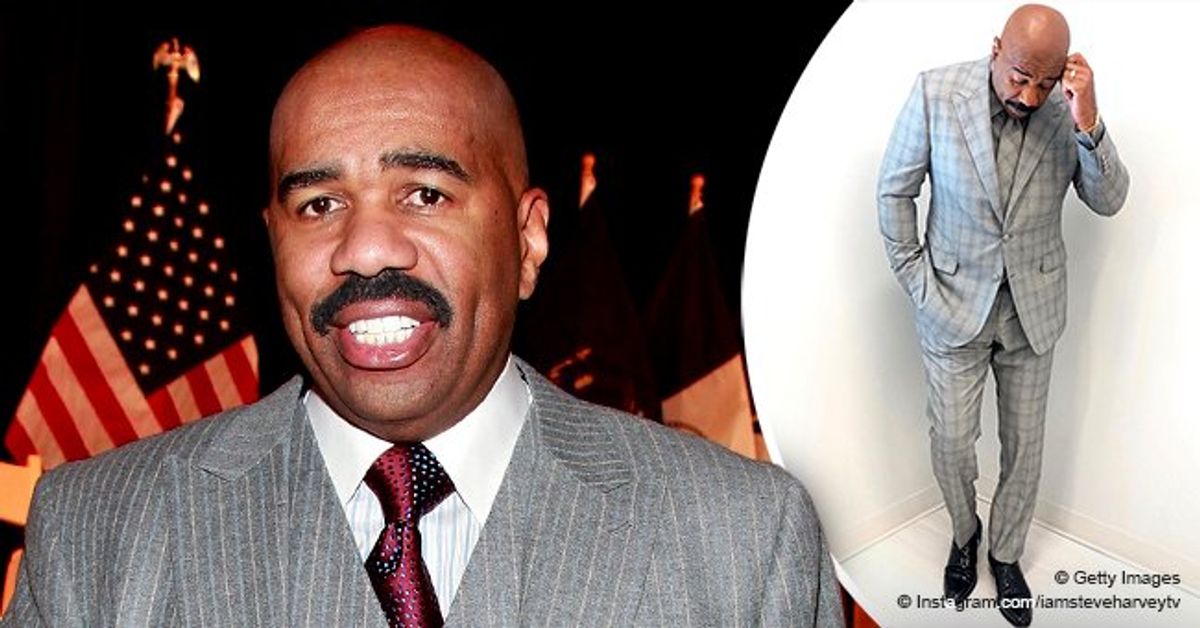 Check Out Steve Harvey's Gray Tailored Suit Made Especially for Him in ...