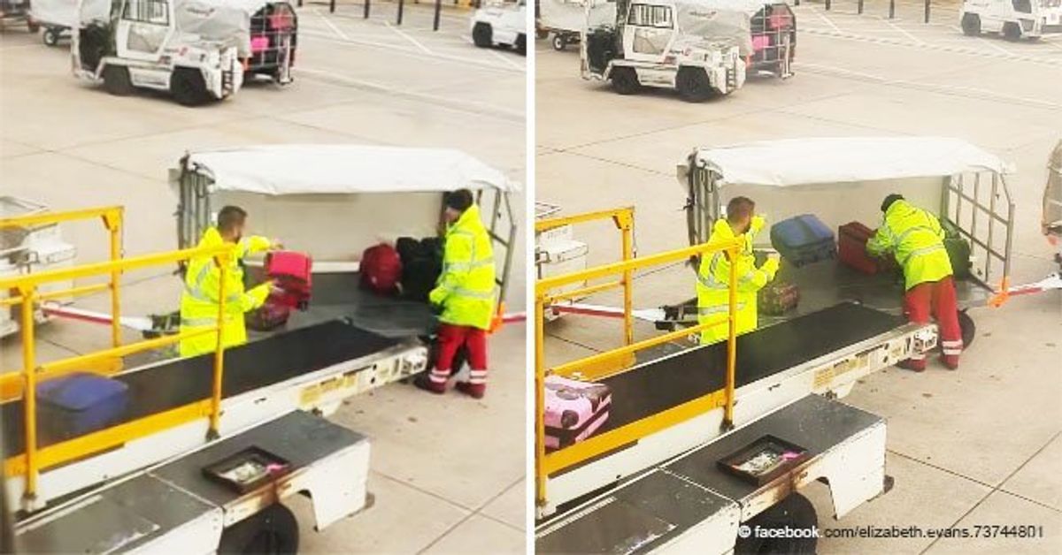 Gutted woman films baggage handler carelessly throwing her luggage onto ...
