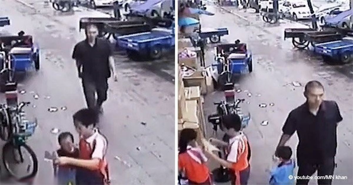 Brave kid notices man snatching away little brother and quickly springs ...