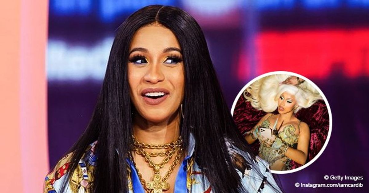 Cardi B Looks Bewitching Showing a Lot of Skin in a Gold-Decorated ...