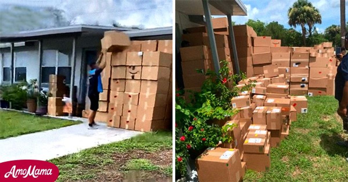 Viral Video Shows a Huge Amount of Amazon Boxes Delivered to One House