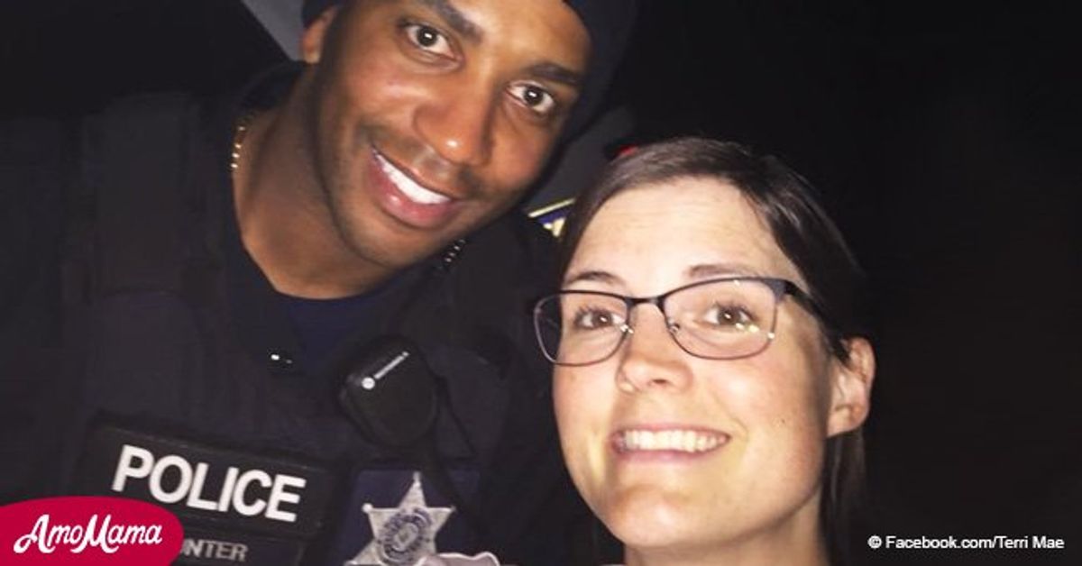 Woman thanks police officer who stayed behind just to make sure she was ...