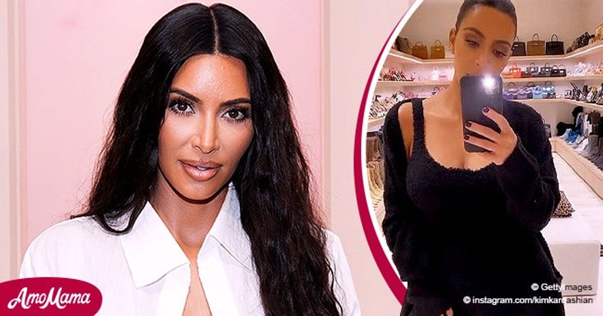 Kim K Reveals Her Closet Filled with Rows of Designer Bags & Shoes ...