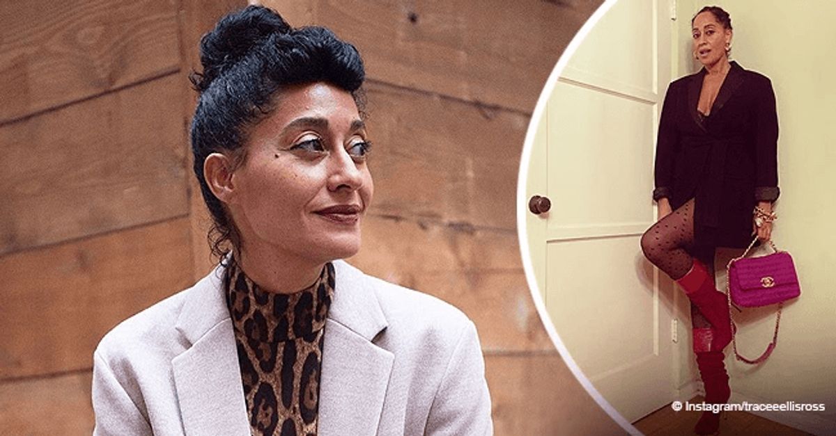 Tracee Ellis Ross from 'Black-ish' Flaunts Legs in Black Tights & Red ...