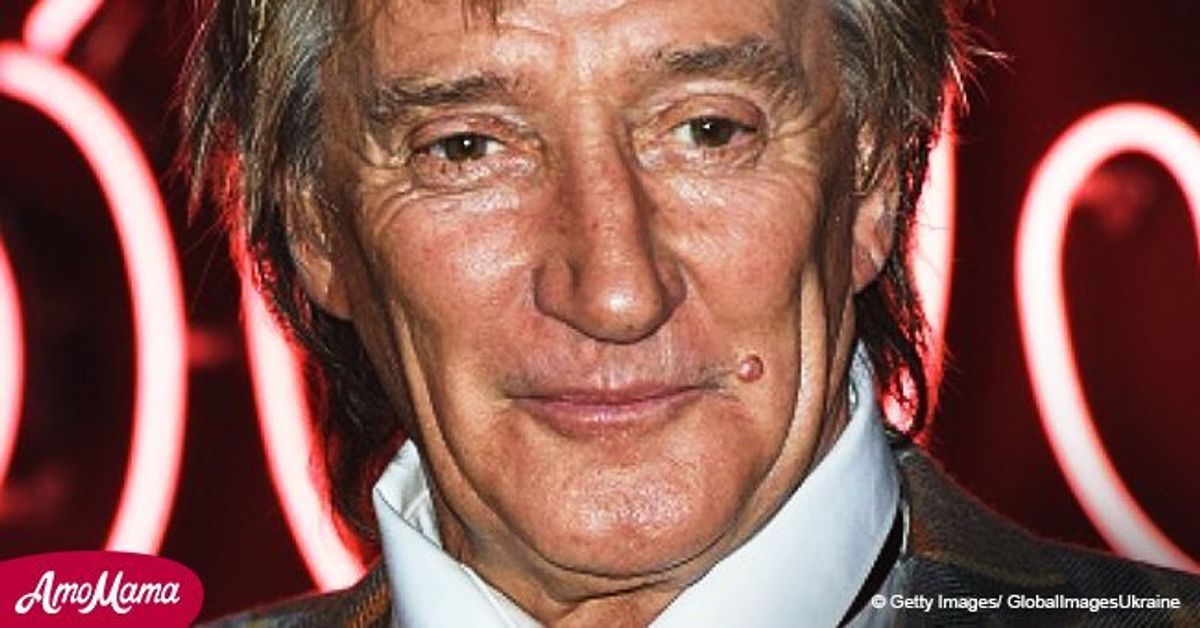 Rod Stewart, 73, is seen cozying up to his much younger wife as they ...