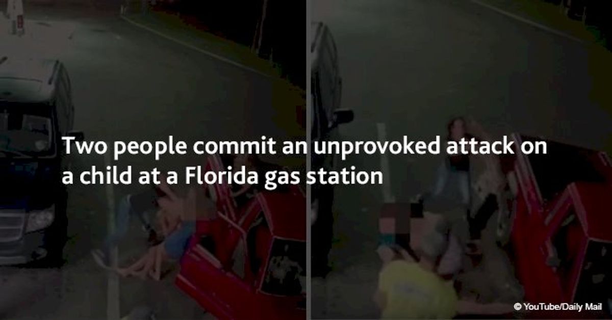 Two people commit an unprovoked attack on a child at a Florida gas station