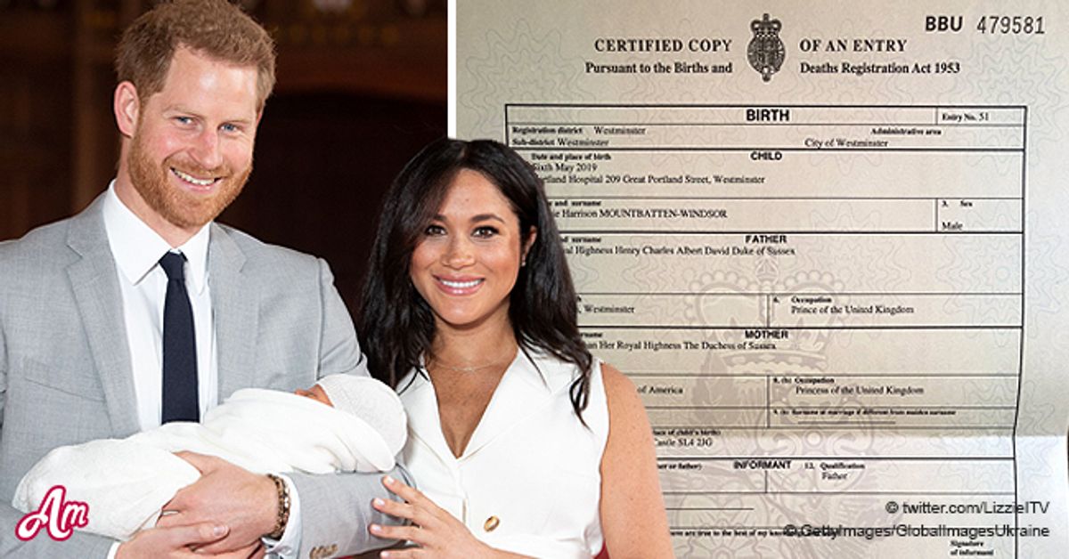 Archie’s Birth Certificate Reveals Duchess Meghan Delivered Him in a ...