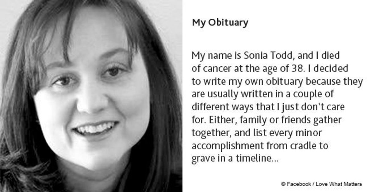 Woman who died from cancer wrote her own obituary and it is incredibly ...