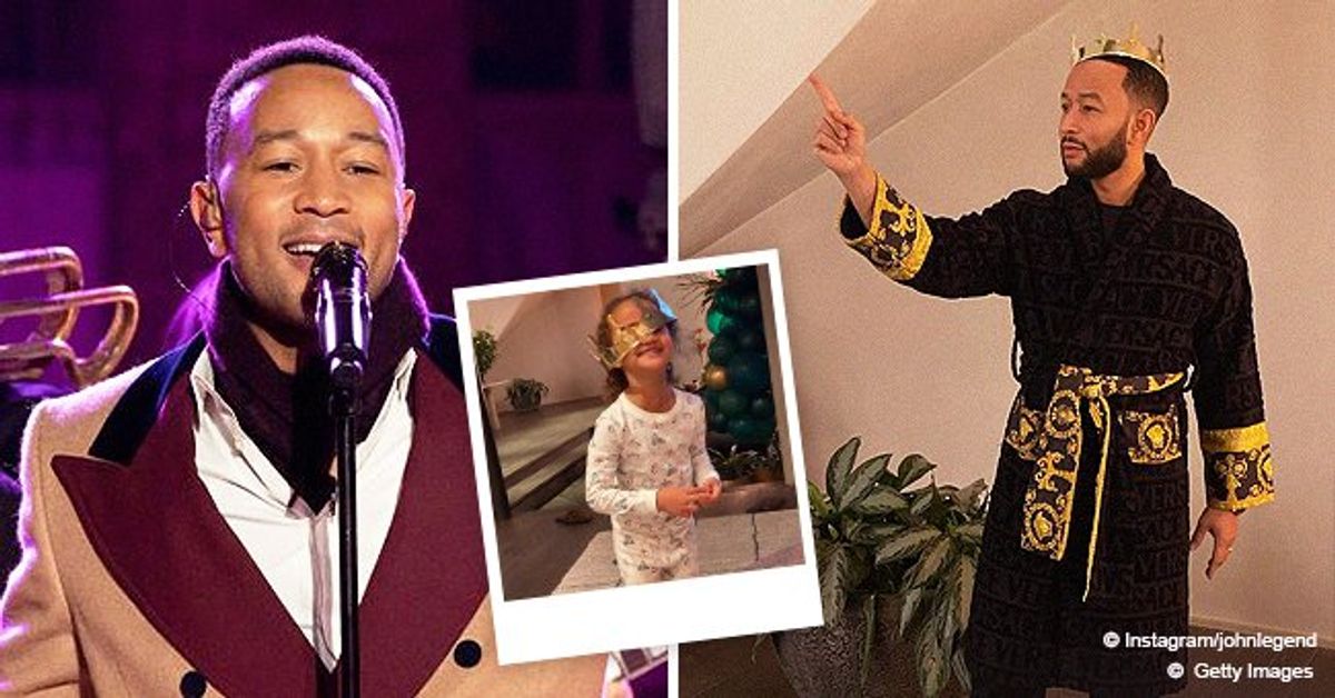 John Legend Looks like a King Posing in a Versace Bathrobe with a Crown ...