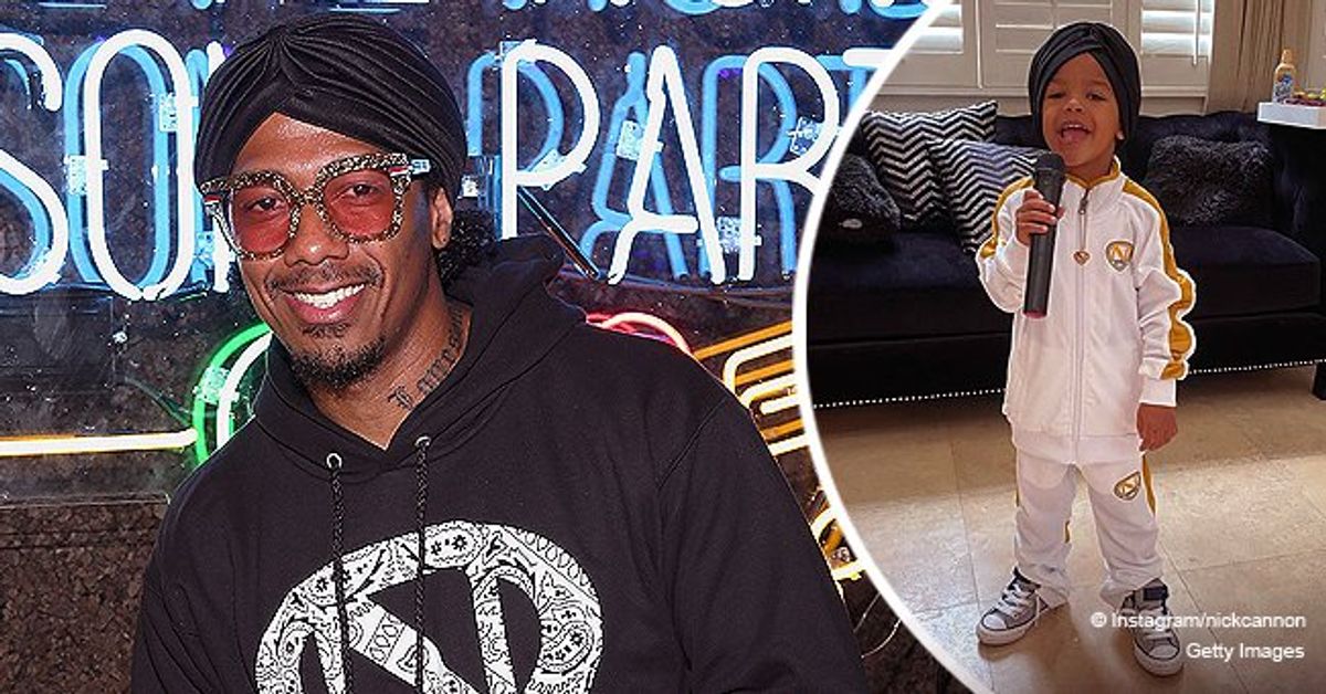 Nick Cannon's Son Golden Looks Adorable in Gold & White Tracksuit as He ...