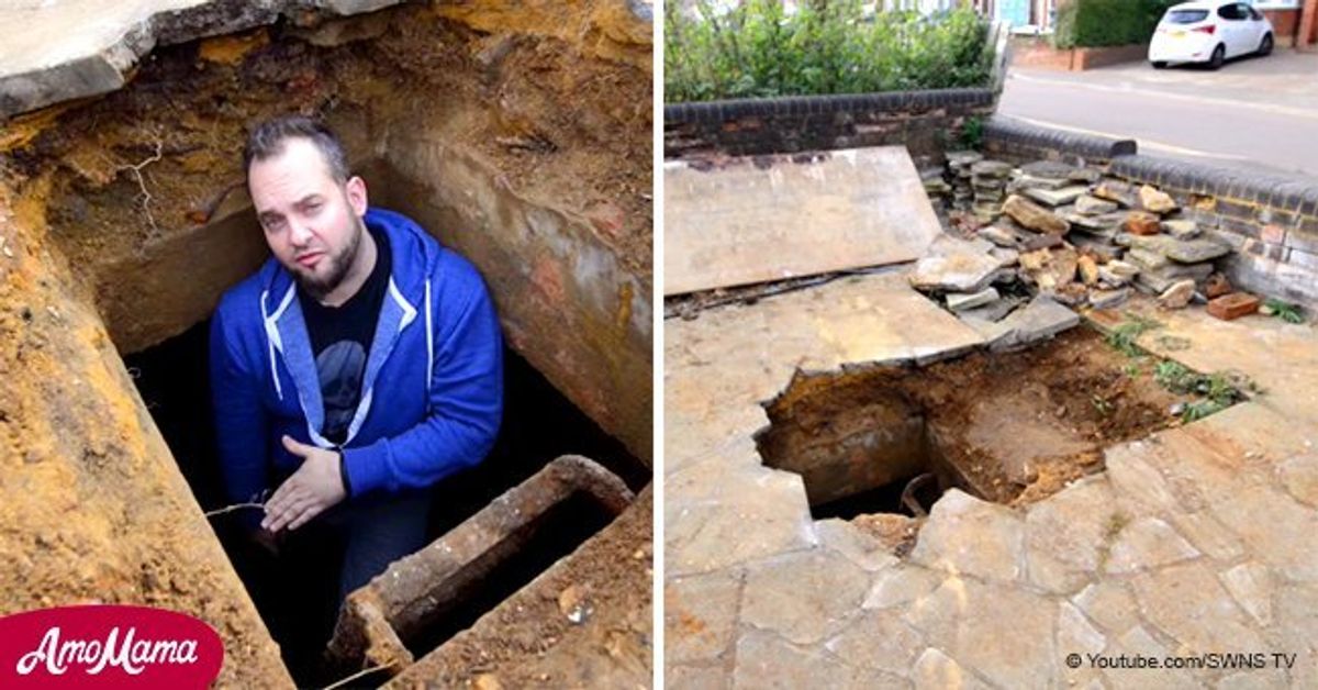 Man finds hole in driveway and accidentally discovers a hidden place
