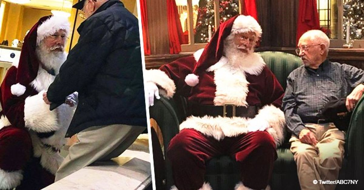 The story behind viral photo of a mall Santa kneeling before 93-year ...