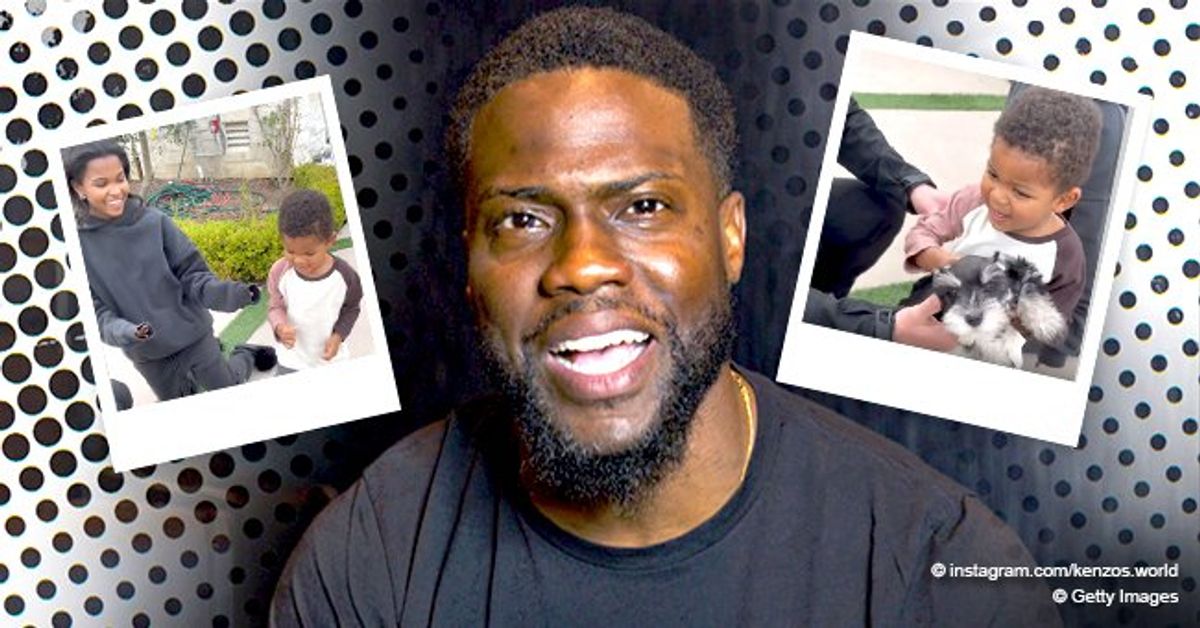 Kevin Hart's Son Kenzo Looks like Dad as He Tries to Hold a Dog like ...