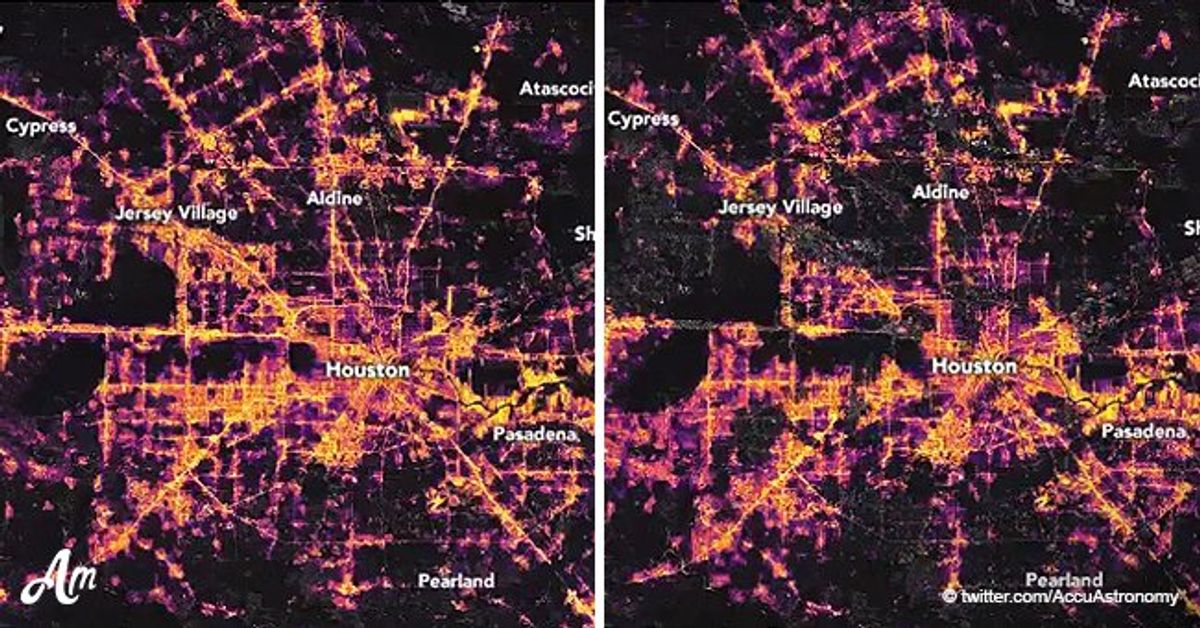 Before and after Photos from Space Show Massive Blackouts across Texas ...