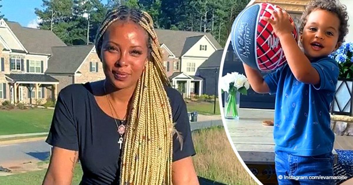 Watch Eva Marcille's Son Mikey Play with a Basketball in Their Living ...