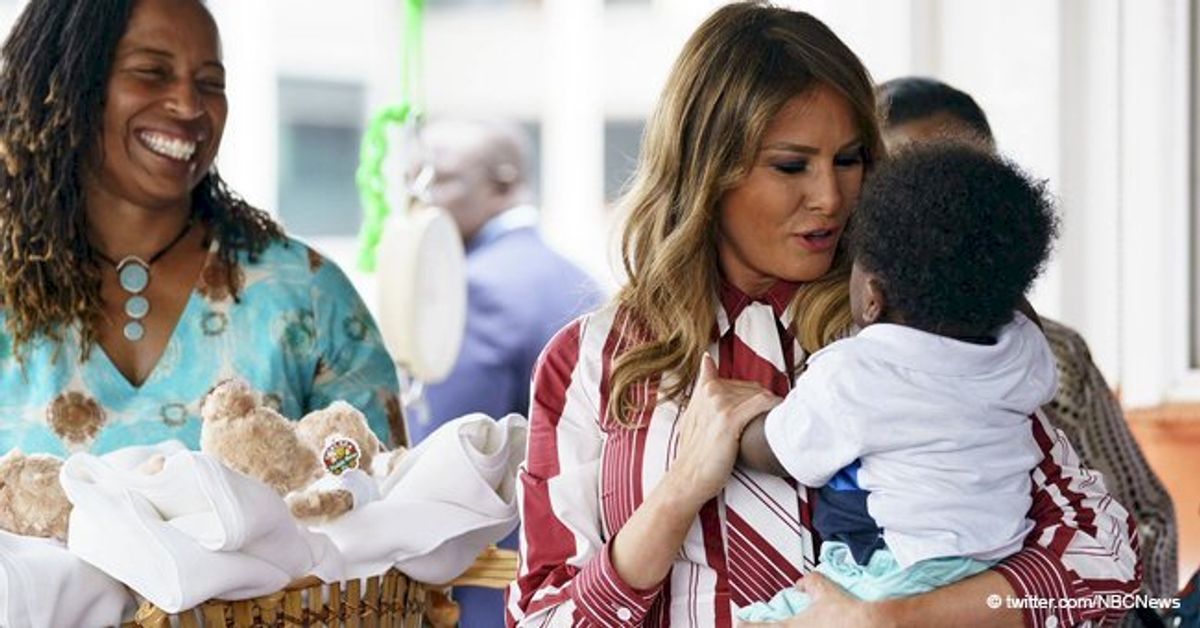 First lady Melania Trump visits a baby clinic after receiving a warm ...